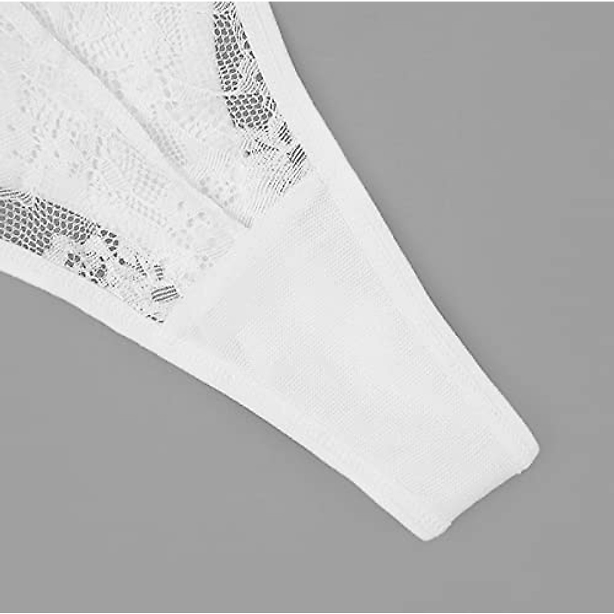 Banamic Womens Panties Thong Lace G-String T-Back Panties Strappy Panties Sexy White