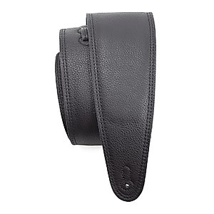 Perri's Leathers, Padded Leather Guitar Strap, Black, Anti-Slip, Classic, Suitable for Each Level, Adjustable from 41" to 56" Inch, Compatible w/All Button Lock Systems