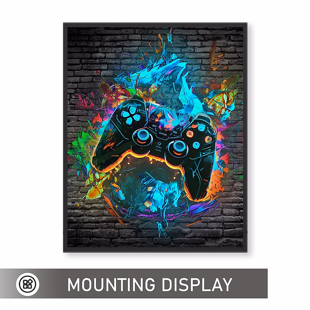 Gamepad Abstract Wall Art,Graffiti Game Controller Poster,Canvas Printsfor Boy Bedroom Decor,8x10 inches Unframed Set of 4.