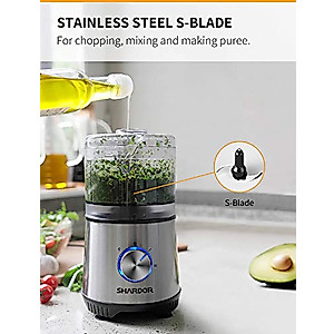 SHARDOR 3.5-Cup Food Processor Vegetable Chopper for Chopping, Pureeing, Mixing, Shredding and Slicing, 350 Watts with 2 Speeds Plus Pulse, Silver