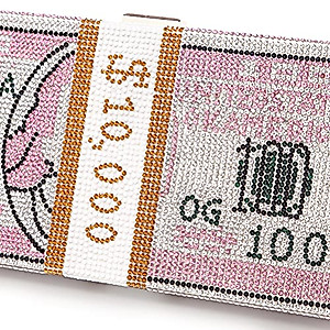 Covelin Dollar Clutch Purse for Women from, Rhinestone Evening Handbag Money Bag Pink