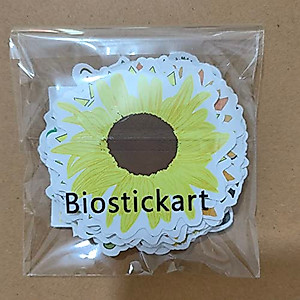 Biostickart Sunflower Stickers, 50PCs Pack, Bright Inspirational Flowers Sticker Decals, Aesthetic Vinyl Stickers, Kids Stickers for Hydroflasks, Waterbottles, Phone Cases, Skateboards, Notebooks, Laptop Decor Stickers for Kids, Toddlers, Teens, Girls (Su