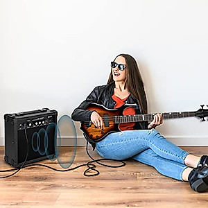 Ktaxon Electric Bass Guitar Full Size Flame Design Bass Set with 20 Watt Amplifier, Portable Bass Bag, Superior Amp Wire, Adjustable Guitar Strap, Plectrum, Wrench Tool(Sunset)