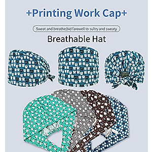 VIAOLI Dental Scrub Caps Women with Buttons Dentist Hat Working Cap Scrub Caps Nurses Hair Cover Cotton Doctor Hats