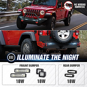 OBNAUX Front & Rear Bumper with Spare Tire Carrier Compatible with 2007-2018 Jeep Wrangler JK JKU Unlimited w/Winch Plate, Paintable Armor, 2" Hitch Receiver & D-rings (2/4 Doors, Black)
