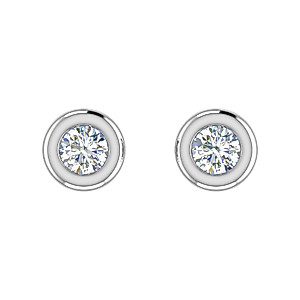 10K White Gold Bezel Set Round Diamond Stud Earrings (1/10 Carat) (SI1-SI2 Clarity)