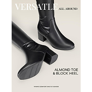 DREAM PAIRS Women's Laurence Over The Knee Thigh High Chunky Heel Boots Long Stretch Sexy Fall Boots,Size 8,Black/Pu,LAURENCE