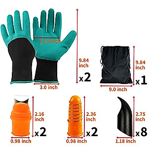 Gardening Gloves Set, 2 Pairs Breathable Rubber Coated Garden Gloves Comes with Grip Nails and Thumb Knife.Which Suit for Pruning, Picking and All Kinds of Gardening