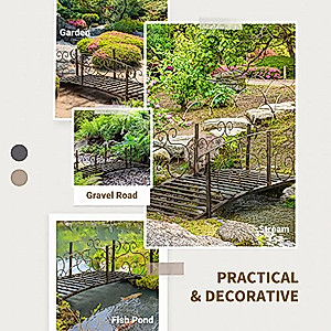 Outsunny 6' Metal Arch Backyard Garden Bridge, Safety Siderails, Arc Footbridge for Backyard Creek, Stream, Pond, Bronze