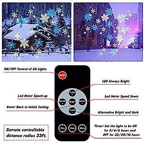 Christmas Snow Storm Projector Lights Outdoor Garden Stake Light LED Snowflake Lights Waterproof Landscape Remote Snowflakes for Indoor Gardens Homes Wedding Lawn Patio Holiday Decor