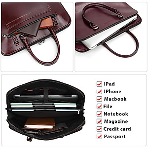 Blofinche Genuine Leather laptop Briefcase: Messenger shoulder bag 15 16 inch men macbook case women work satchel designer handbag