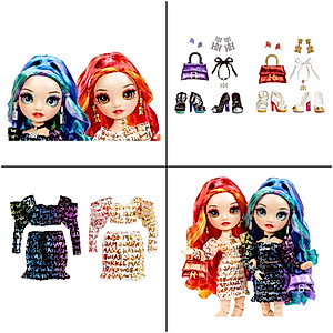 Rainbow High Special Edition Twin (2-Pack) Laurel & Holly De'Vious Fashion Dolls, Multicolor Designer Metallic Outfits, Gift for Kids and Collectors, Toys for Kids Ages 6 7 8+ to 12 Years Old