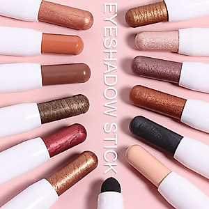 Go Ho Matte Cream-to-Powder Eyeshadow Stick,2 in 1 Eyeshadow Pencil Crayon Eye Brightener Stick,Smooth Easy To Color Waterproof,12 Desert Flesh Matte