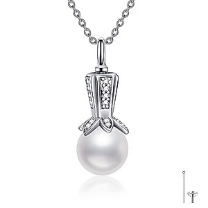 Pearl Urn Necklace for Ashes Sterling Sliver Cremation Jewelry for Ashes Memory Keepsake Necklace Ashes Necklace for Women Girls