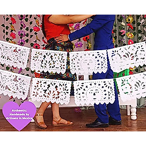 White Papel Picado, White Fiesta Banner, Mexican Theme Party Supplies, Mexican Wedding Flags Cinco de Mayo Tissue Paper Panels WS700