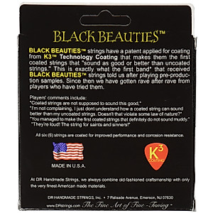 DR Strings Electric Guitar Strings, Black Beauties-Black Coated, 10-52 (BKE-10/52)