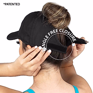 Ponyflo Active Ponytail Hat - Ponytail Caps for Women, Running Hat for Women, Curly Hair Ponytail Hat, Womens Ponytail Hats for Gym Black