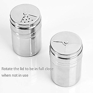 Verdental Stainless Steel Dredge Sugar/Spice/Pepper Shaker Seasoning Cans with Rotating Cover
