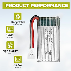 sea jump 5PCS 3.7V 380mAh Battery+Charger for X4 H107,H107C,H107L, X11 X11C,HS170 HS170C F180C HS170G TOZO Q2020 E016H E016F FX801 V911S A120 XK A150 V966