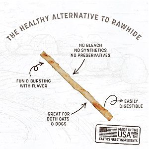 Earth Animal No Hide Stix Beef Flavored Natural Rawhide Free Dog Chews Long Lasting Dog Chew Sticks | Dog Treats for Small Dogs and Cats | Great Dog Chews for Aggressive Chewers (1 Pack)