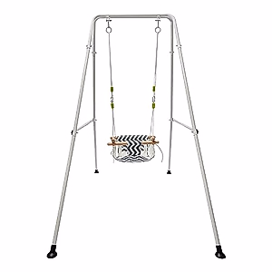 Baby Toddler Swing, Kids Swing with Stand, Backyard Swing Set for Infant, Outdoor Indoor Swing Set with Cotton Cloth Seat