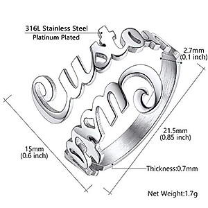 Custom4U 2 Name Rings Personalized for Women