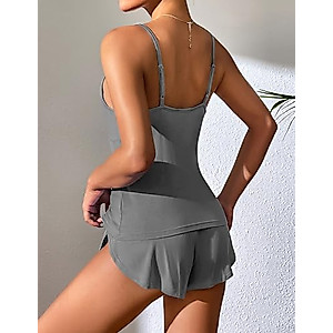Ekouaer Women Pajamas Set Cami Sleepwear Lingerie V Neck Soft PJS Set with Shorts Grey, Medium