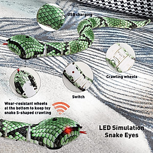 FauKait Cat Toys Snake Interactive,Kitten Toys,Realistic Simulation Smart Sensing Snake Toy,USB Rechargeable,Automatically Sense Obstacles and Escape,Tricky Snake for Indoor Cats Dogs(Green Snake)