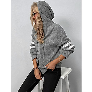 Women's Casual Cardigan V Neck Button Down Hooded Sweaters Long Sleeve Hoodies Outfits