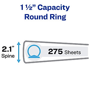 Avery Economy View 3 Ring Binder, 1.5" Round Rings, 1 White Binder (05770)