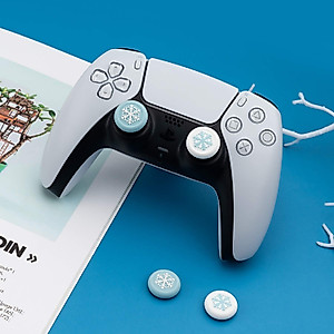 GeekShare 4PCS Silicone Snow Joy Con Thumb Grip Set Joystick Caps Cover Thumb Stick Grips (PS4/PS5/NS Pro)