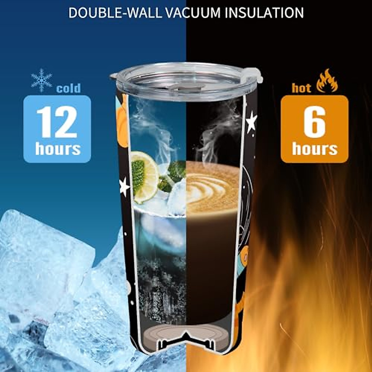 QWEUIOP 20oz Insulated Travel Coffee Mug Cute Cartoon Cats Stainless Steel Tumbler with Lid Double Wall Vacuum Coffee Cup For Hot and Cold Drinks14089