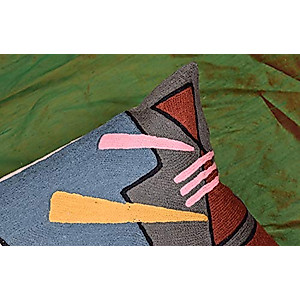 Kashmir Designs Lumbar Kandinsky Abstract Pillow Cover - Soul | Modern Throw Pillows | Modern Chair Cushion | Contemporary Pillow | Farmhouse Pillows | Modern Couch Pillow | Handmade Wool Size 14x20