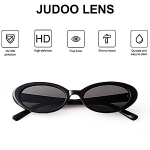 JUDOO Tiny Small 90s Sunglasses for Women Men Retro Oval Tinted Glasses