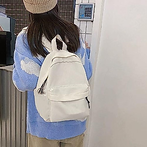 BESYIGA Nylon Mini Backpack White, 10L Womens Small Travel Bag with Zipper Pockets Lightweight Shoulder Purse