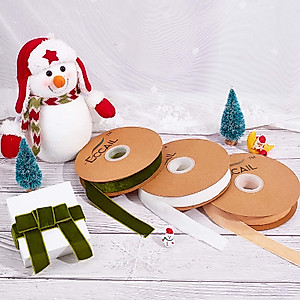 arricraft 20 Yards × 1 Inch Single Side Velvet Ribbon, Satin Ribbon Roll for Wedding, Gift Wrapping, Hair Bows, Flower Arranging, Home Decorating ( Olive )