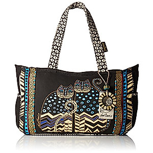 Laurel Burch Medium Tote Zipper Top 15.5"X4.5"X10", Spotted Cats