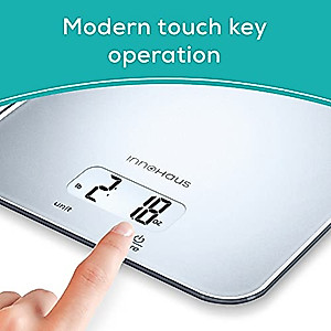 Our Brand - innoHaus Multi-Function Kitchen Food Scale, Digital Display with Tare Function, Precise, Measures in g, oz, lb:oz, ml, fl.oz with Auto-Off, Silver