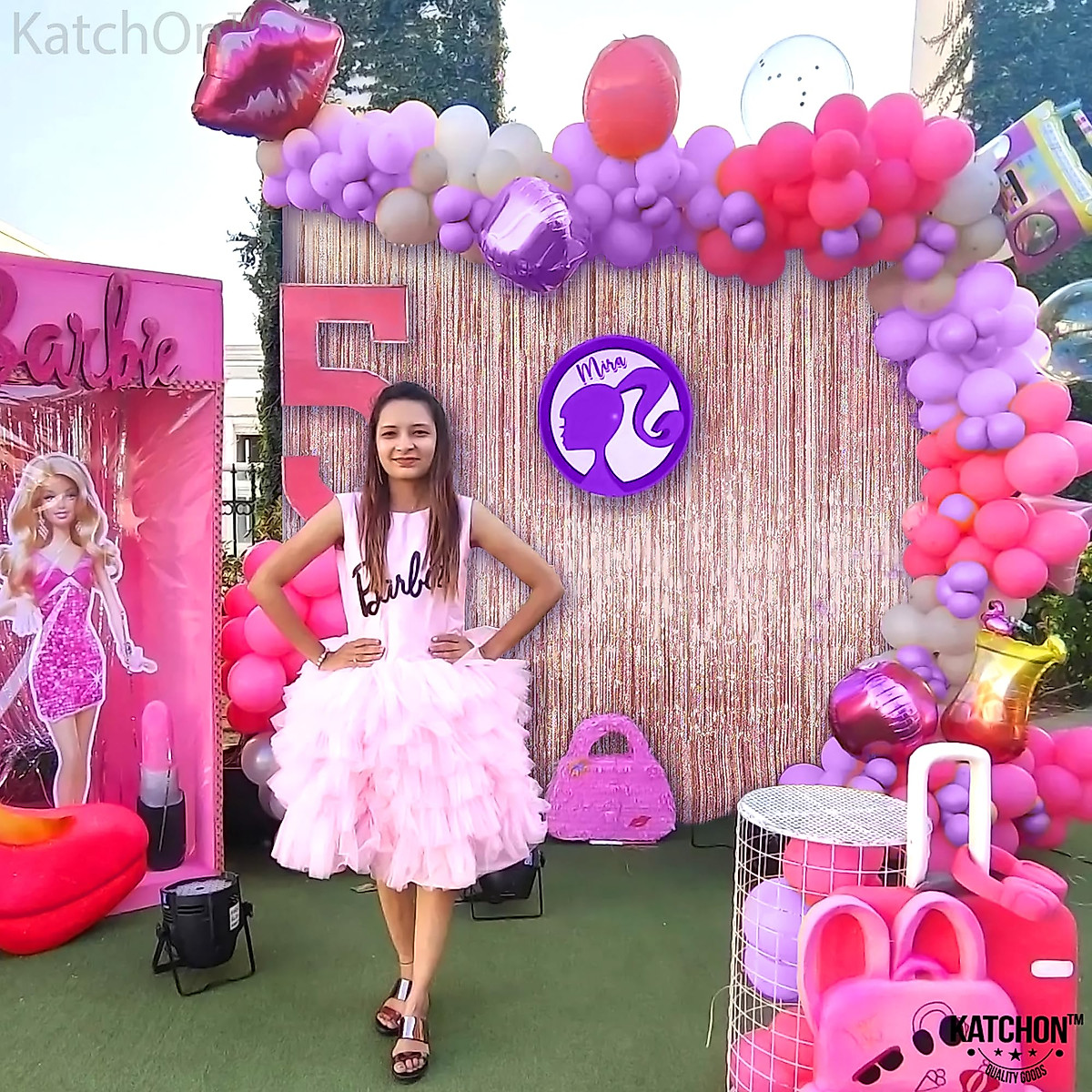 KatchOn, Iridescent Rose Gold Fringe Curtain - 3.2x8 Feet, Pack of 2 | Rose Gold Backdrop Curtain for Rose Gold Birthday Decorations | Irridescent Rose Gold Streamers | Bachelorette Party Decorations