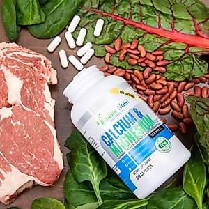 Best Calcium & Magnesium + Vitamin D3 400 IU - Highly Absorbable with Boron - 10 Forms of Calcium + Phosphorus for Bone Strength - All Natural - 240 Capsules - 2 Month Supply!