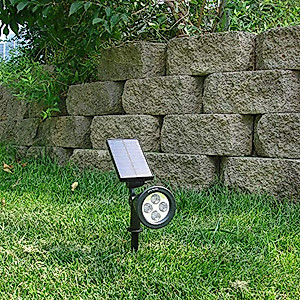 MTB Garden Solar Spotlights, 2-in-1 Colored Adjustable 4 LED Wall/Landscape Solar Lights with Automatic On/Off Sensor, 2 Pack