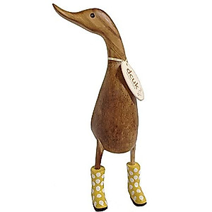 DCUK, The Duck Company - Natural Welly Ducklet - Spotty Yellow Boots - Large