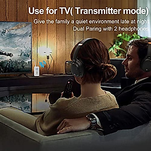 Lavales Wireless Bluetooth 5.3 Audio Transmitter Receiver Adapter for Airplane, Gym/TVs/Gaming Consoles/Car/PC/Home Stereo, 3.5 mm Jack, AptX Adaptive/Low Latency,Dual Paring,Rechargeable,HD Stereo