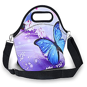 icolor Soft Neoprene Lunch Bag,Large Size Lunch Tote Box HandBags,Lightweight, Insulated and Reusable with Adjustable Shoulder Strap