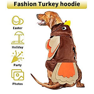 Hotumn Turkey Dog Costume Thanksgiving Dogs Clothes Softable Puppy Hoodie Halloween Party Dog Costume Easy-to-Wear for Small Medium Dogs and Cats (Small)