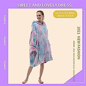 COSUSKET Adult Hoodie Wearable Blanket, Tie Dye Super Cozy Warm and Oversized Sherpa Blanket Hooded for Women