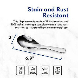 New Star Foodservice 1029062 Extra Heavy Duty Stainless Steel 18/10 Soup Spoons, Set of 12