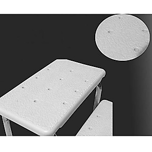 PENGJIE Folding Ladder Step Stool 2 Step Ladder Stool with Leaking Holes Anti Slip Stainless Steel Shower Stool Pedal Stool