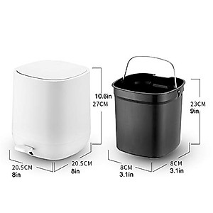 Didiesse Dustbins Plastic Foot-Operated Trash Can Wastebasket,Silent Closing Lid，Garbage Container Bin for Bathroom,Bedroom，Removable Liner Bucket Waste Storage Bins (Color : White)