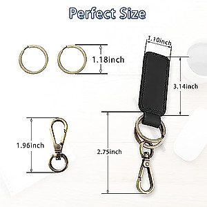 cueclue 1 PC Leather Keychain, Leather Retro Key Chain, Double-ring Keychain, Universal Car Keychain (Black)